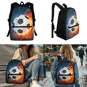 FOR U DESIGNS Teens Backpack Set 3 Piece Soccer Canvas Boys School Bags,Lunch Bags,Pencil Box 3 in 1