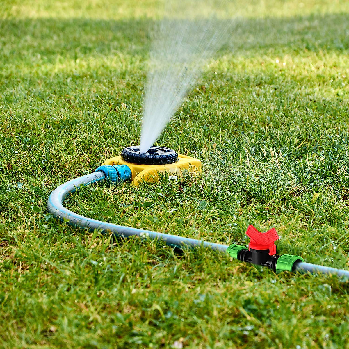 Hotop 6 Pieces Drip Irrigation Shut-Off Valve 1/2 Inch Universal Drip Irrigation Tubing Coupling Valve, Compatible with 16-17mm Drip Tape Tubing Sprinkler System (Green Red)