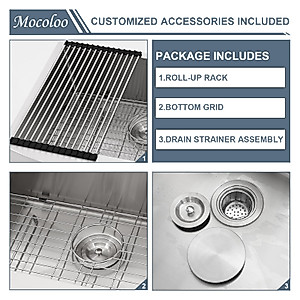 33 Inch Farmhouse Kitchen Sink - Mocoloo 33 Inch Stainless Steel Sink 16 Gauge Deep Single Bowl Undermount Apron Front Farm Sinks