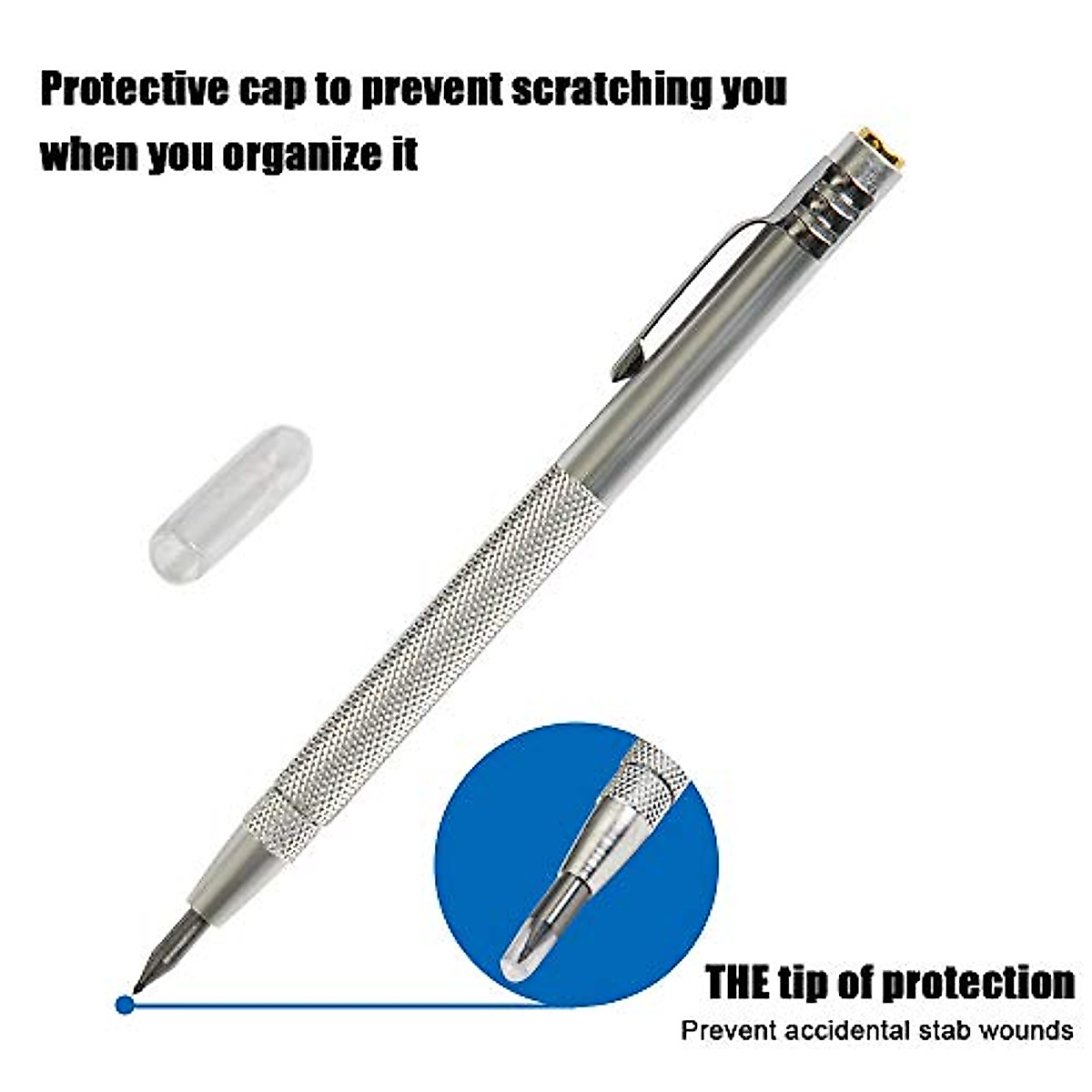 IMT Tungsten Carbide Tip Scriber 2 Pack, Aluminium Etching Engraving Pen with Clip and Magnet for Glass/Ceramics/Metal Sheet, Extra 2 Free Replacement Marking Tip
