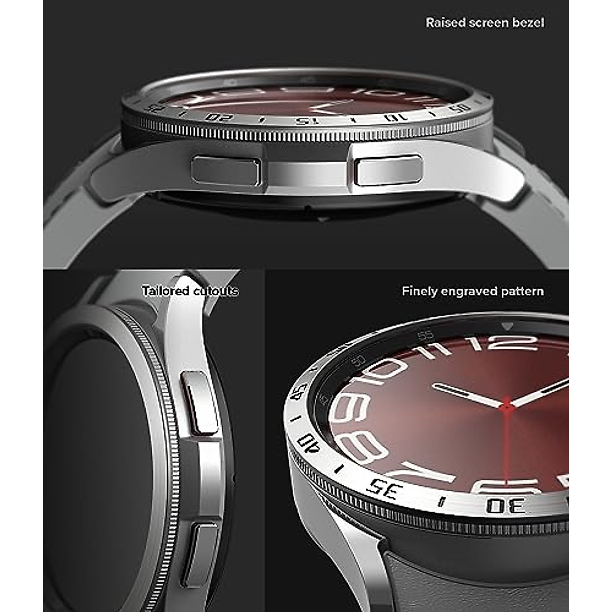 Ringke Bezel Styling [Stylish Stainless Steel Frame] Compatible with Samsung Galaxy Watch 6 Classic Case (43mm), Anti Scratch Protector Adhesive Lightweight Cover Accessory - 43-01 (ST) Silver