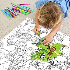 Zoo Jumbo Giant Coloring Poster for Kids 45 x 32 Inch Table Wall Coloring Pages Big Animals Huge Coloring Paper Large Coloring Sheets for Art Activities Kid Birthday Home