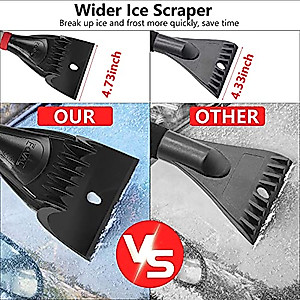 FOVAL 27" Snow Brush with Wider Ice Scraper (4.73" Width)(2 Pack), Snow Removal Car Brush with Comfortable Foam Grip for Cars, Trucks, SUVs, Windshield (Heavy Duty ABS, PVC Brush)(Red)