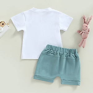 Yealise 2PCS Easter Children's Top and Shorts Set, Rabbit Print Short Sleeve T-Shirt Top+Shorts Set