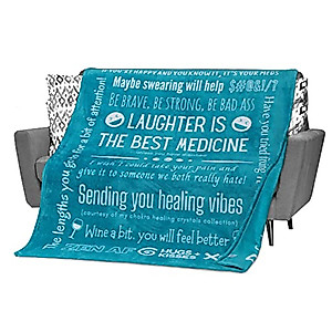 FILO ESTILO Funny Healing Gifts for Someone Who is Sick, Get Well Blanket, After Surgery Gifts, Care Package for Sick Friend or Cancer Patients, Unique Fun Sarcastic Stress Relief Gift (Teal)