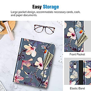 Fintie Folio Case for iPad Air 11-inch M2 (2024), iPad Air 5th / 4th Generation (2022/2020) 10.9 Inch, Multi-Angle Viewing Soft TPU Cover with Pocket & Pencil Holder, Blooming Hibiscus