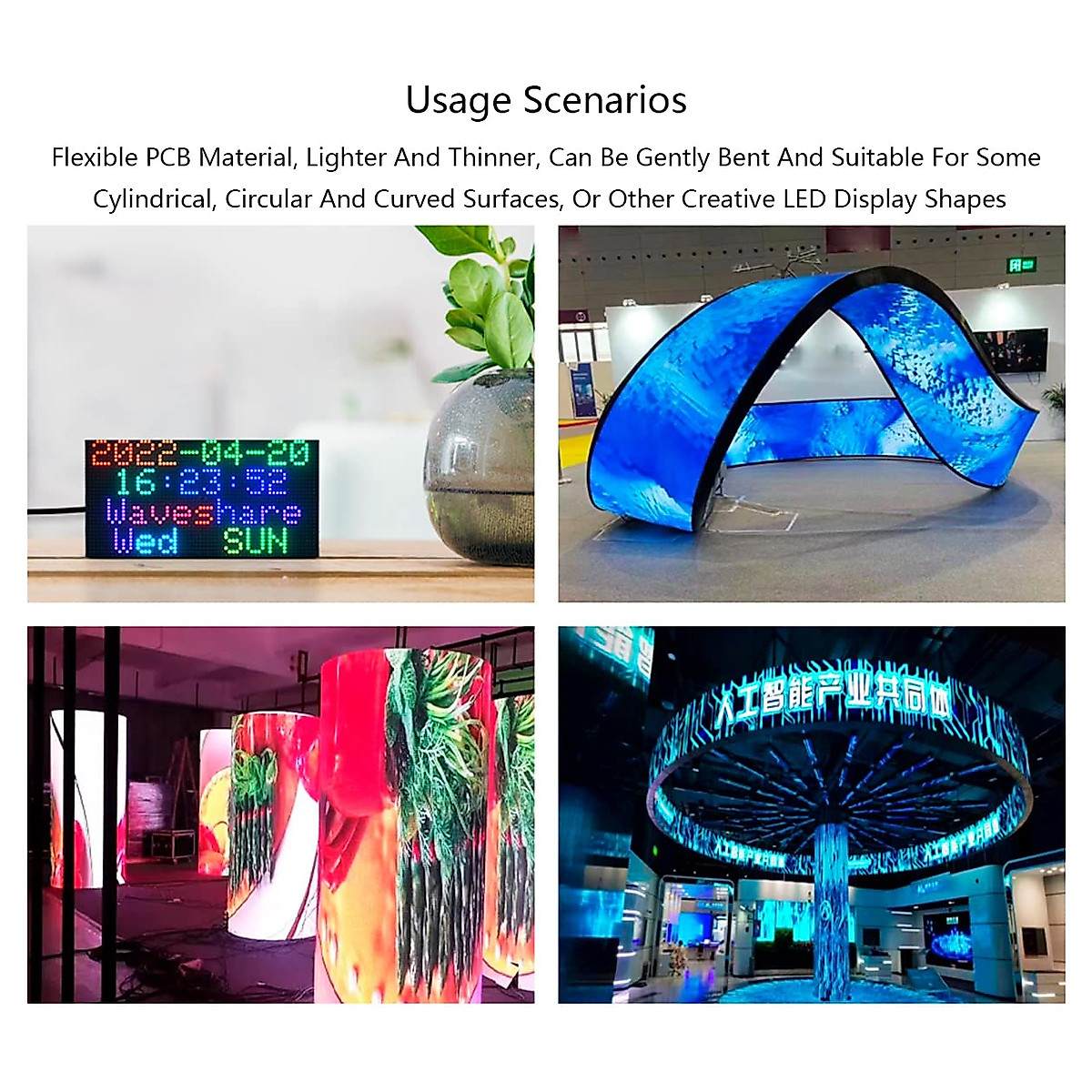 Flexible RGBFull Color LED Matrix Panel 96x48 Pixels, 2.5mm Pitch, 4608 Individual RGB LEDs, Adjustable Brightness and Bendable PCB,Compatible with Raspberry Pi / Raspberry Pi Pico / ESP32 / Ardu