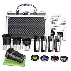 Celticbird Astronomical Telescope Accessory Kit - with 3pcs Plossl Eyepieces Set, 4pcs Filter Set, a 2X Barlow Lens