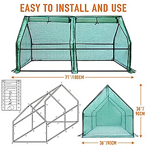 Byhagern Mini Greenhouse, 71'' x 36'' x 36'' Garden Plant Green House with 2-Zipper Doors, Portable Green Hot House for Indoor/Outdoor, Patio, Backyard and Nursery