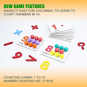 EGGFINE 5 in 1 Sorting Stacking Color Toys with Maths Counting, Montessori Toys for Preschool Math Educational, Wooden Peg Board Beads Game,Toddler Matching Games