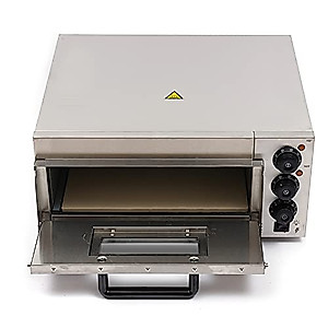 Electric Countertop Pizza Oven, Indoor Commercial Pizza Maker Machine, Stainless Steel Pizza Baking Oven for Kitchen Restaurant with Individual Temperature Control and 60Mins Timer-Pizza Baker up to 12''