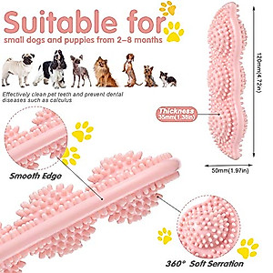 Skylety 6 Pieces Puppy Teething Chew Toys Rubber Bone-Shaped Puppy Teething Toy Pet Teething Toy for 2-8 Months Puppy Teeth Cleaning and Relieving Itching (Blue, Pink, Yellow Green)