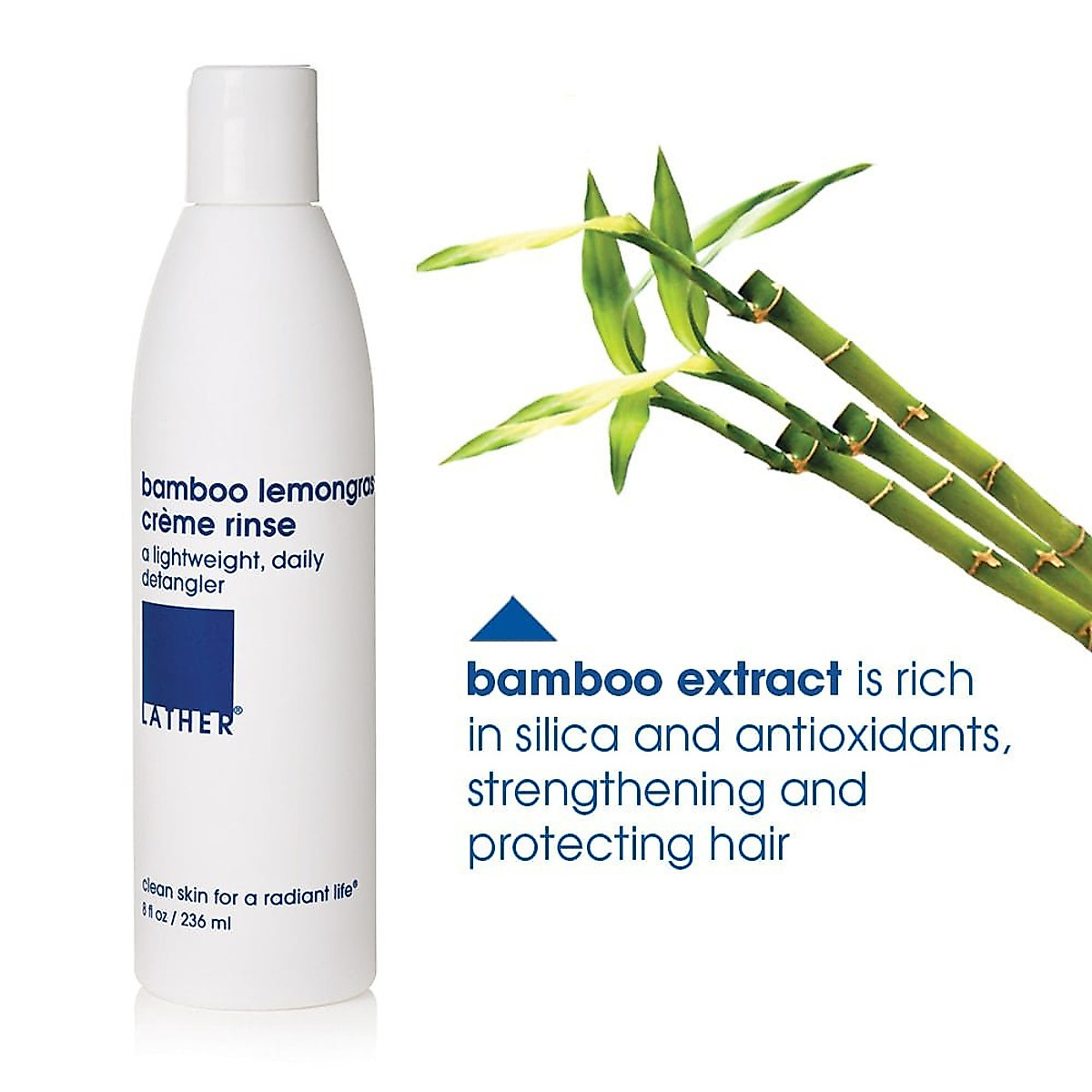 LATHER Bamboo Lemongrass Conditioner - Lightweight & Non-Greasy Crème Rinse Formula - Gentle Daily Hair Detangler Conditioner for All Hair Types - Sulfate Free - 8 Fl Oz Bottles (Pack Of 2)