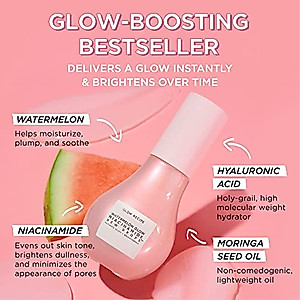 Glow Recipe Watermelon Glow Niacinamide Dew Drops Hydrating Serum with Hyaluronic Acid, Moringa Oil + Vitamin E - Lightweight Facial Serum & Priming Liquid Highlighter - Travel Size (15 ml)