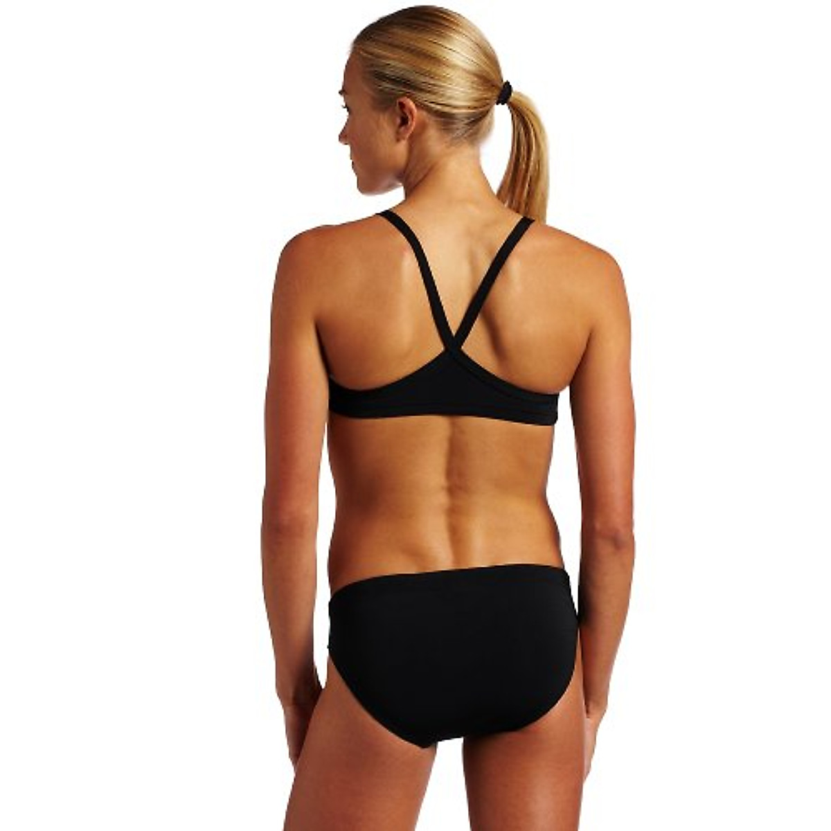 TYR Women's Durafast Diamondfit Workout Bikini for Swim Racing and Training, Black, Medium