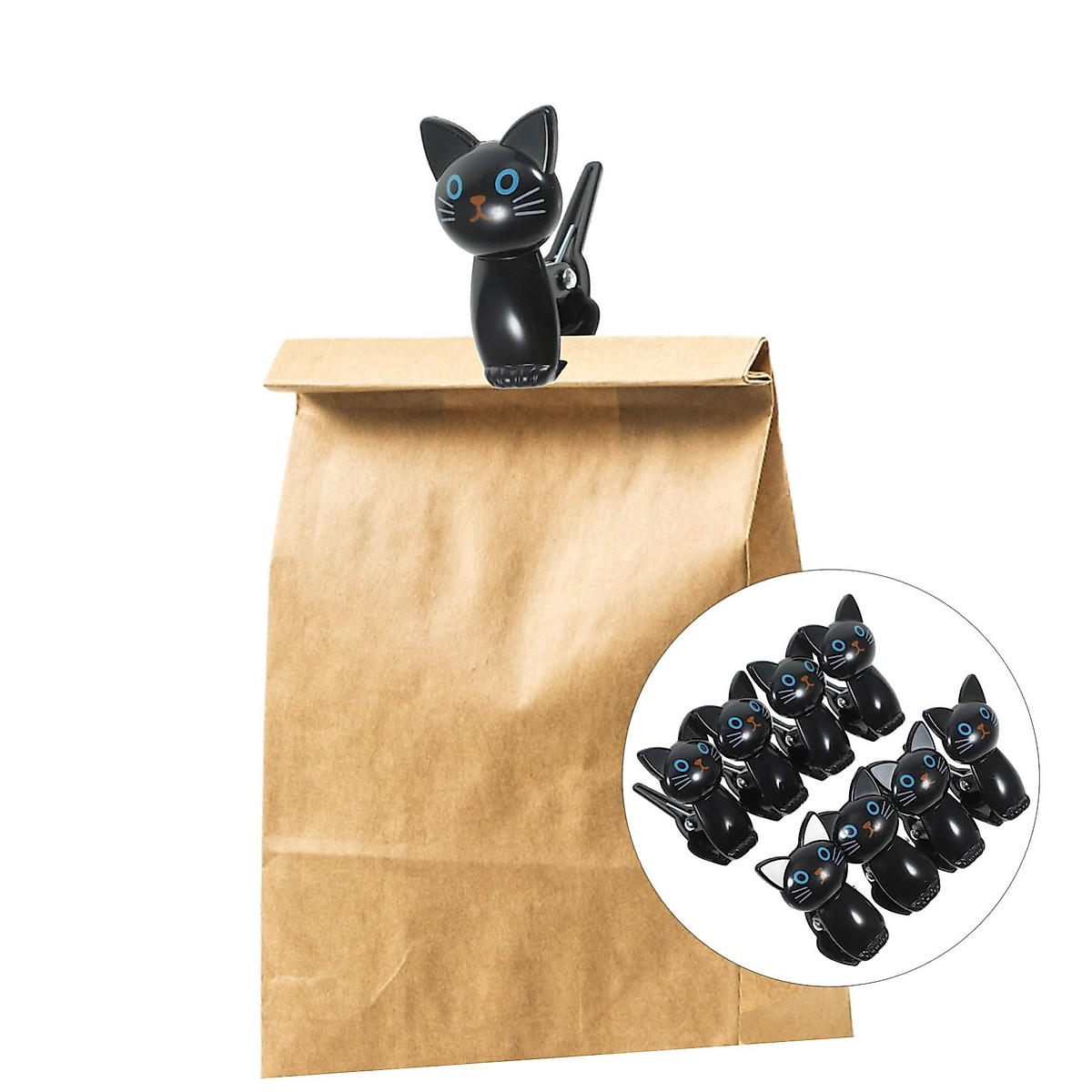 NAMOARLY 8Pcs Cute Cat Chip Clips Cat Design Clips for Airtight Seal Multipurpose Kitchen Food Clips Ideal for Snacks and Chips Storage