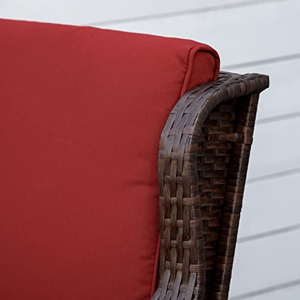 Outsunny Outdoor Wicker Rocking Chair w/Wide Seat, Thickened Cushion, Rattan Rocker with Steel Frame, High Weight Capacity for Patio, Garden, Backyard, Wine Red