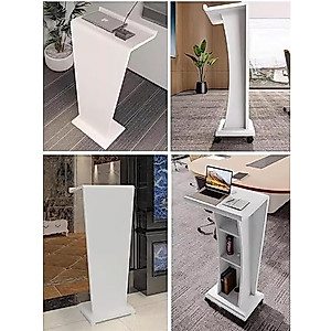 Floor Standing Podium Church Lecterns Simple Podium Stand Easy to Assemble Pulpits with Casters and Storage Space Lecterns