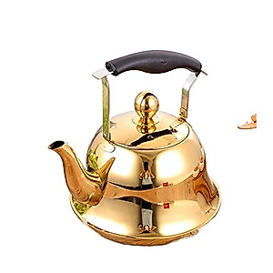 Kettle - Stainless Steel Whistle Kettle Gas Induction Cooker Kettle Household Gas Kettle Creative Teapot (Capacity : 2L, Color : Gold)