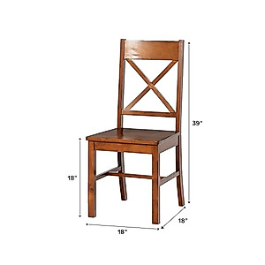 Walker Edison Modern Farmhouse Wood X-Back Armless Dining Chairs Kitchen, Set of 2, Brown
