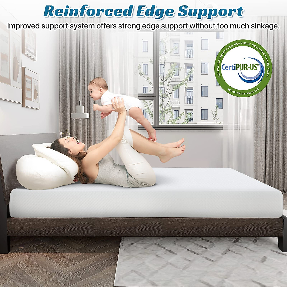 NFPSHOP Twin Mattress, 8 Inch Gel Memory Foam Mattress for Cool Sleep & Pressure Relief Medium Firm Memory Foam Mattresses, CertiPUR-US Certified Queen Mattresses in A Box, White