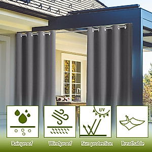 GZQIAWY 1PC Outdoor Curtains for Gazebo Waterproof Outdoor Furniture Living Room Bedroom Decoration Window Curtain Ideas Shower Curtain Design Wall Grey 50 in x 80 in (W x L)