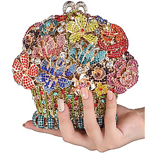 MOSSMON Flower Crystal Evening Clutch Bag Elegant Bride Wedding Party Purse for Women