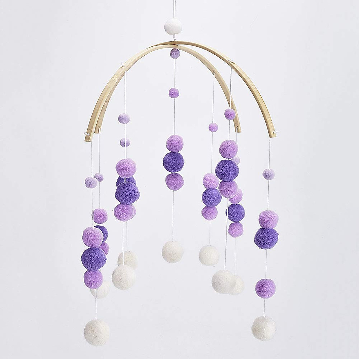 Baby Crib Mobile,Baby Mobile Crib Felt Ball Hanging Toys Pendant Wind Chimes Decorations,Gifts for Newborn,Nursery Decor for Girls Boys(Purple)