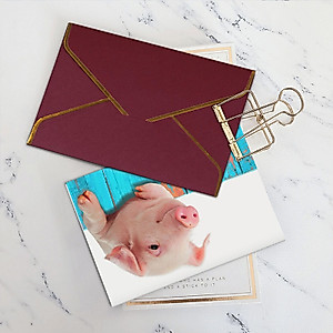 Funny Pig Hanging On Fence Thank You Cards With Envelopes, Blank Greeting Note Cards With Envelopes Blank Inside, Funny Birthday Cards For Women Men, Thank You Card For Wedding Business,Graduation