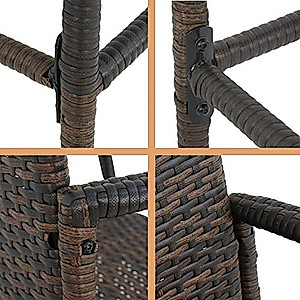 ZenStyle Set of 4 Rattan Style Barstool Brown Wicker Patio Bar Stool Indoor Outdoor with Footrest & Armrest