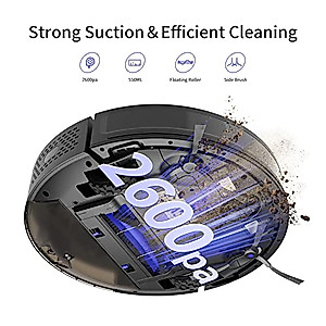 SYSPERL Robot Vacuum Cleaner 2600Pa, Self-Charging Robotic Vacuums Compatible with Alexa, APP, WiFi, Remote Control, Quiet Auto Cleaning Robot Ideal for Pet Hair, Hardwood Floor