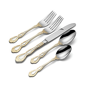 Oneida F142045A Golden Mandolina 45 Piece Fine Flatware Set, Service For 8