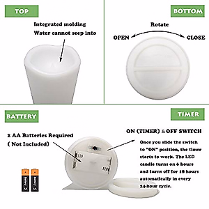 Waterproof Outdoor Flameless Pillar Candles with Timer Battery Operated Electric LED Candle Set for Gift Home Décor Party Wedding Supplies Garden Halloween Christmas Decoration, 2 Pack, 3” x 8”