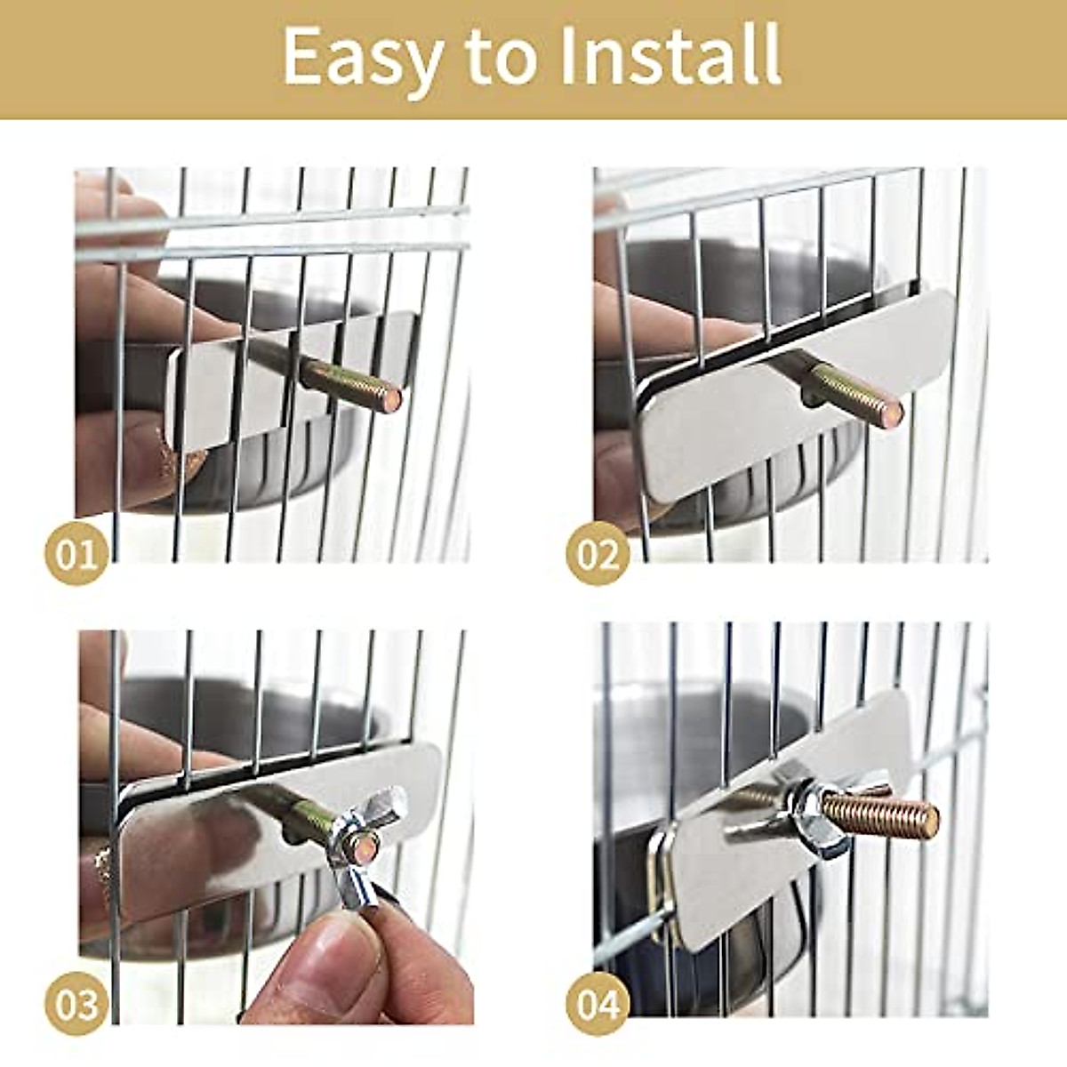 DYaprigo 3 Pack Stainless Steel Bird Feeding Dish Cups, Pet Cage Seed Feeder, Parrot Food Water Bowls with Clamp for Small Animal, Parrot Cockatiel Conure Budgies Parakeet, 3.9 Inch