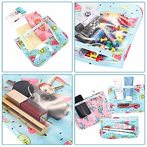 EzPacking Clear Zipper Pouches (Set of 2) / Transparent Reusable PVC Organizers for Women’s Purse or Tote Bag/Cute Slim Flat Japanese Style Watermelon Cactus Pencil Pouch for Travel (Watermelon)