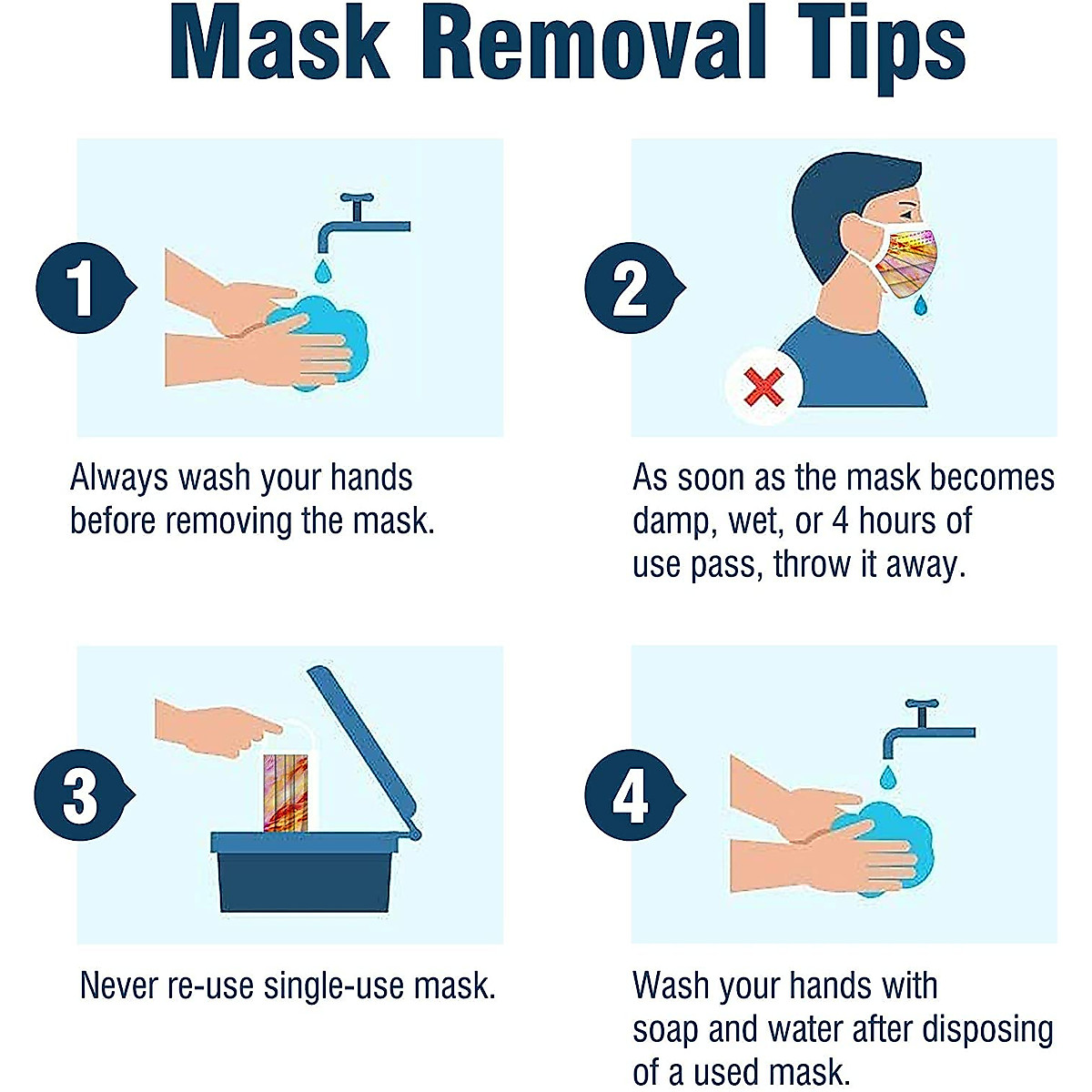 WECARE Disposable Face Mask Individually Wrapped - 50 Pack, Tie Dye Masks 3 Ply