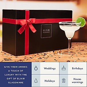 ELIXIR GLASSWARE Crystal Margarita Glasses Set of 4-14.5 oz Cocktail Glasses in Gift Packaging - Gift for Wedding, Anniversary, Birthday, Christmas - Dishwasher Safe