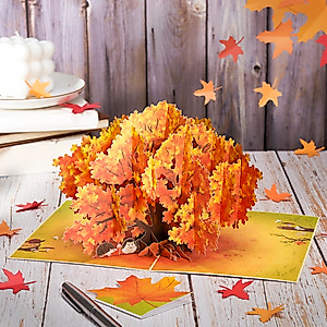 POPWOW Maple Tree Pop Up Card, Leaf, Leaves, Envelopes, Elegant 3D Greeting Cards, Ideal Gifts for Fall Birthday, Happy Autumn Themed, Season, Thanksgiving, All Occasions, 5x7