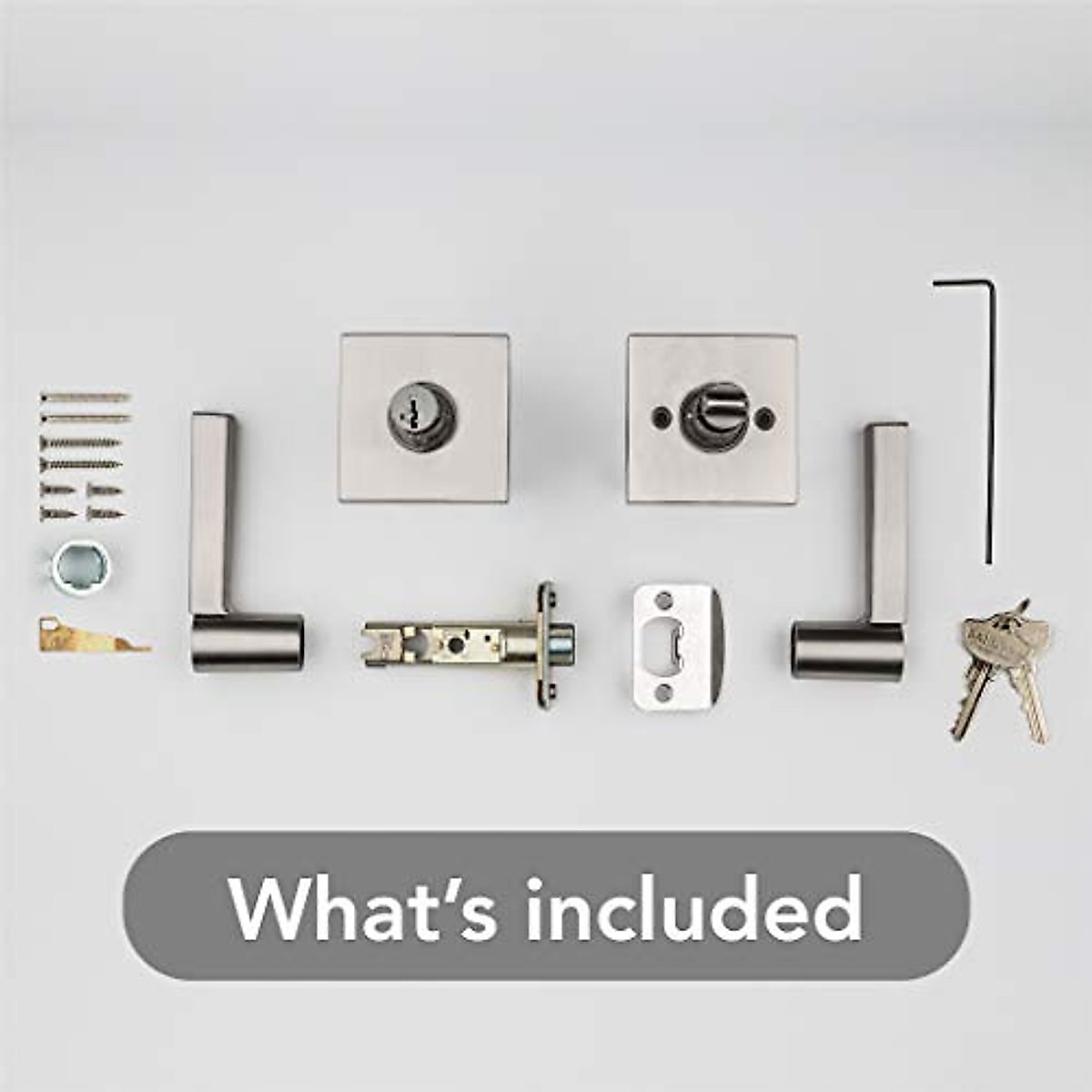 Baldwin Spyglass , Entry Door Handle Reversible Lever with Keyed Lock Featuring SmartKey Re-key Technology and Microban Protection, in Satin Nickel