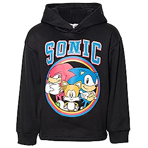 SEGA Sonic The Hedgehog Knuckles Tails Little Boys Fleece Pullover Hoodie and Jogger Pants Set Black/Gray 7-8