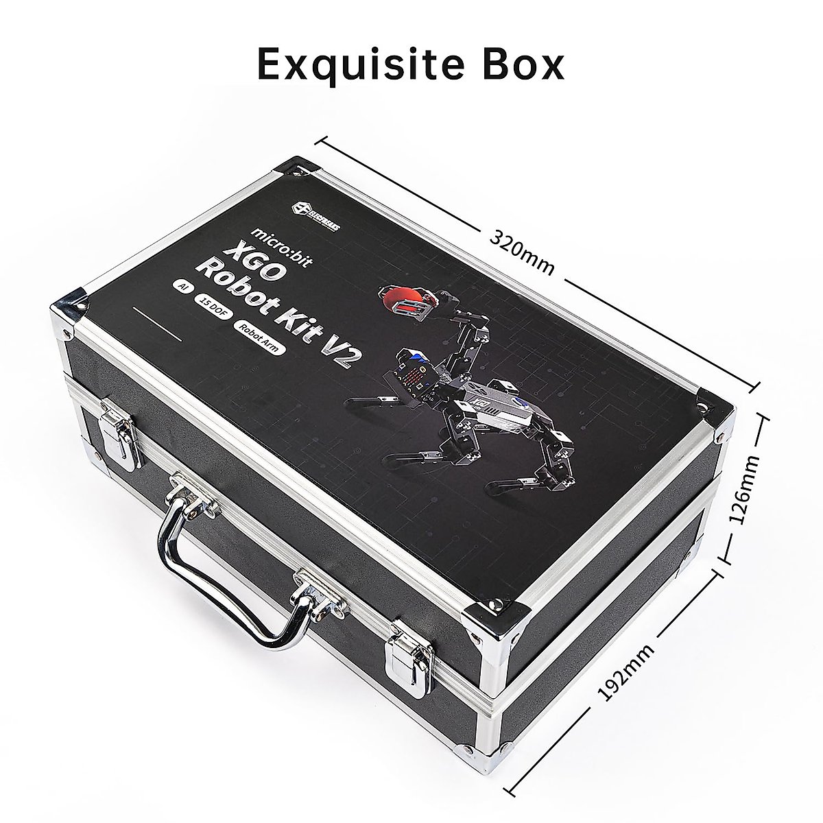 ELECFREAKS microbit Robotic Dog Xgo V2 Kit, 15 Movable Joint DIY Programmable Full Metal Bionic Robot Kit, STEM Educational Project for Open Source Hardware(without Micro:bit)