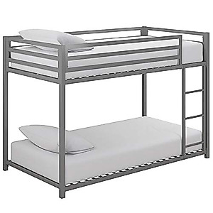 DHP Mabel Twin Over Twin Metal Bunk Bed in Silver