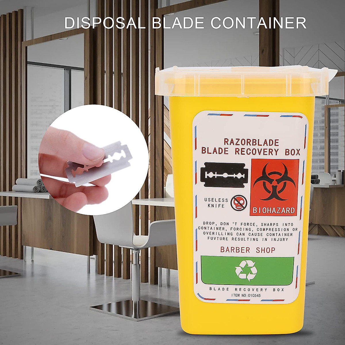 Sharps Disposal Container, Disposal Blade Container Barbershop Hair Salon Shaving Knife Blade Disposal Collect Box(yellow)