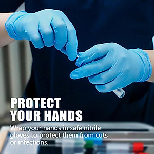 Amozife Blue Nitrile Disposable Gloves, 4 Mil Powder & Latex Free Non-Sterile Exam Gloves for Cooking, Cleaning, Food Prep, Medium