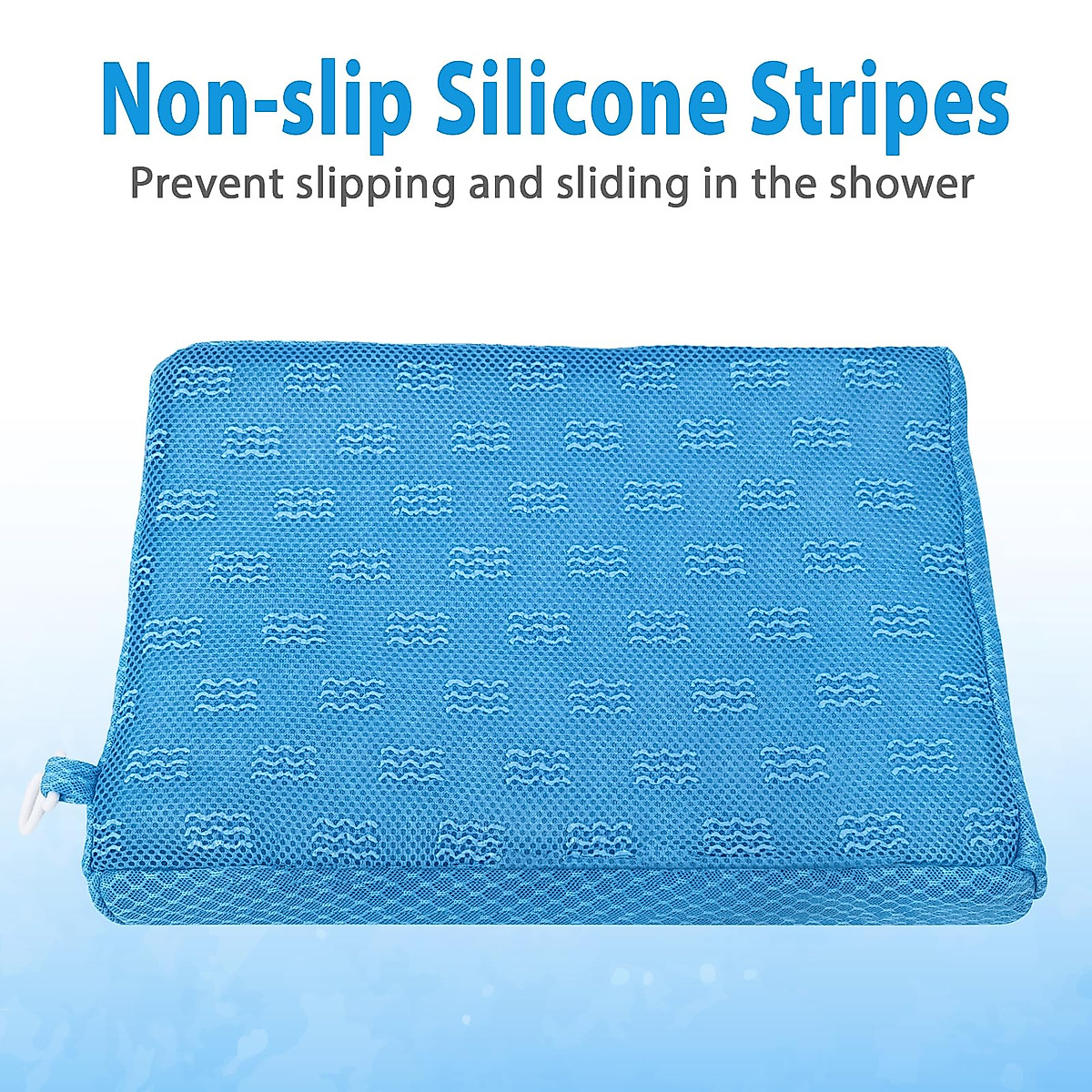 AEROiVi Shower Seat Cushion for Shower Chairs, Transfer Benches in Bathtub, Cushion for Sauna, 3D Mesh Pad with Hook, Slip-Resistant, Design for Elderly, Senior, Handicap & Disabled