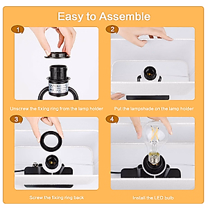 3-Way Dimmable Touch Control Table Lamp with 2 USB Ports and AC Power Outlet Modern Bedside Nightstand Lamp Fabric Shade and Metal Base for Guestroom Bedroom Living Room Hotel LED Bulb Included White