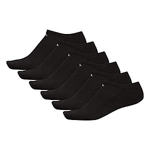 adidas mens Athletic Cushioned No Show Socks (6-Pair), Black/Aluminum 2, Large