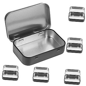 DOITOOL 6pcs Box Tinplate storage box metal tin candy case hinged storage case small empty hinged tins rectangular candle jar tinplate containers loose tea tins pill box delicate