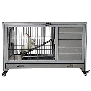 Rabbit Hutch Guinea Pig House Rabbit Cage for Small Animals 35.4"x20.87"x20.75"