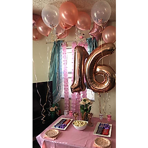 16th Birthday Decorations Party Supplies, Jumbo Rose Gold Foil Balloons for Birthday Party Supplies,Anniversary Events Decorations and Graduation Decorations Sweet 16 Party,16th Anniversary